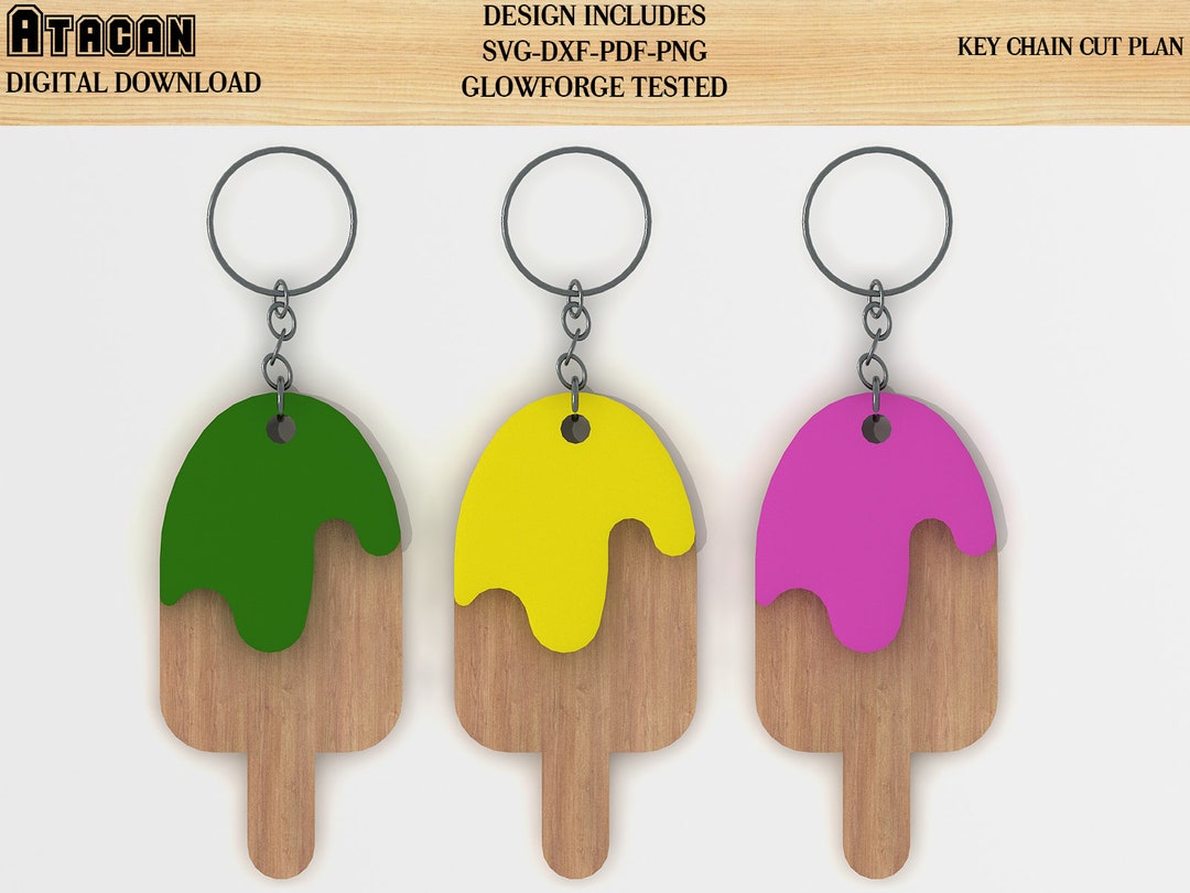 Ice Cream Key Chain Laser Cut Svg Files Wooden Keyring Summer Gift 069 ...