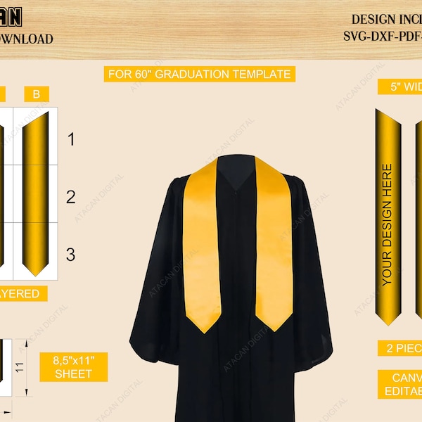 Graduation Stole Template Cricut - Etsy