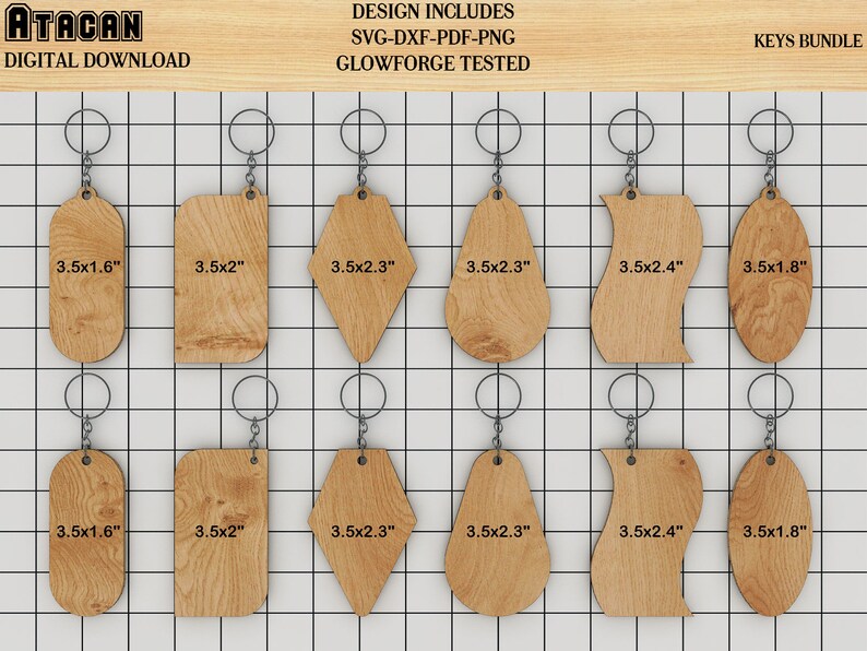 Wooden Keychain Laser Cut Files / Keychains Bundle for - Etsy
