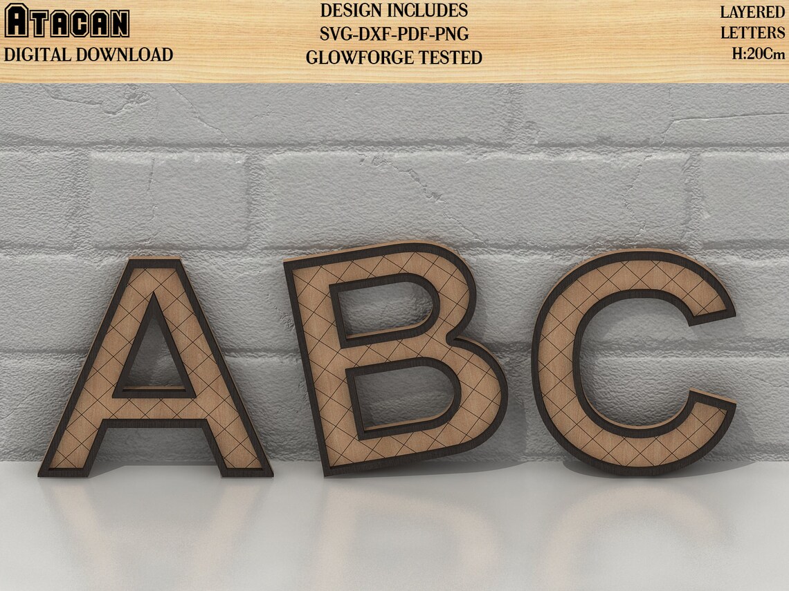 Alphabet Arial Font Wooden Letters SVG Laser Cut Files With - Etsy UK