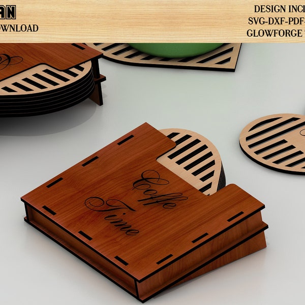 Laser Cut Coaster Box Svg - Etsy