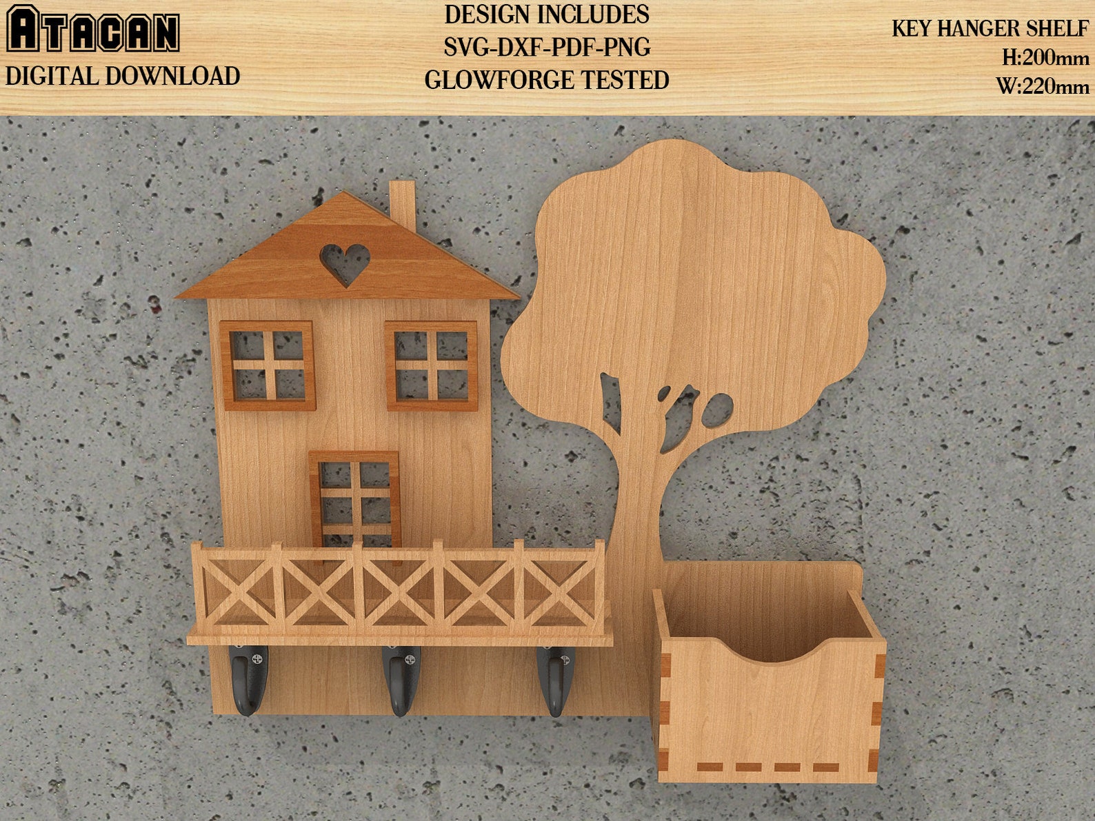 Laser Cut KEY Holder SVG Files Key Hanger Wall Mounted Wall - Etsy UK