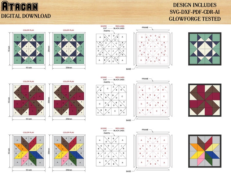 Barn Quilt Layouts / Farmhouse Signs / Blanket Quilt Blocks / - Etsy