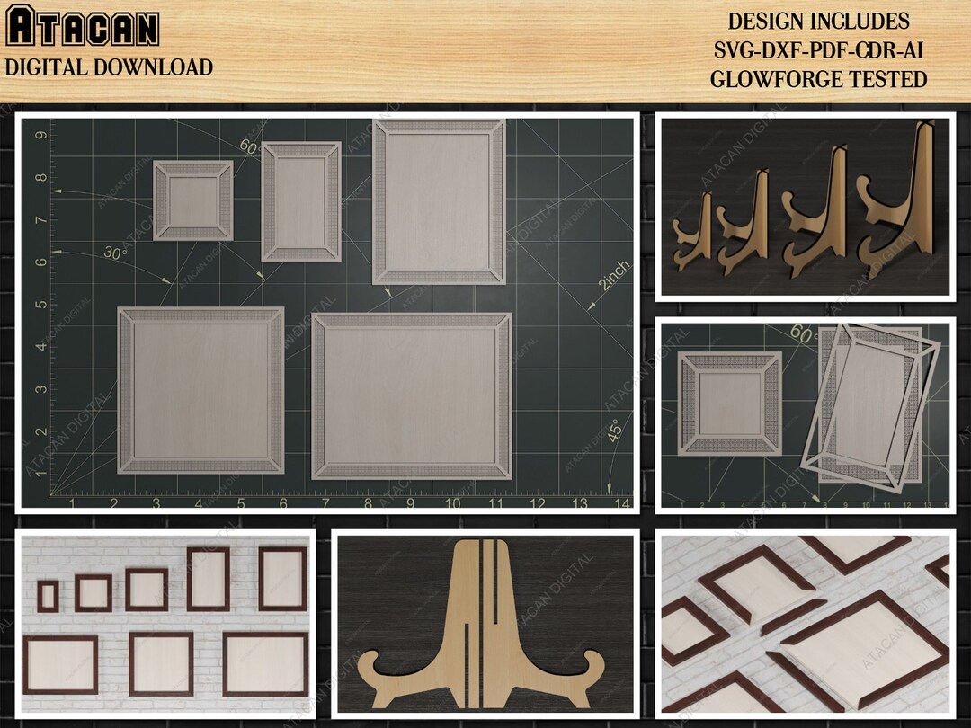 Wooden Rattan Frame Set / Easel Display Stand Bundle / Flat Laser Cut ...