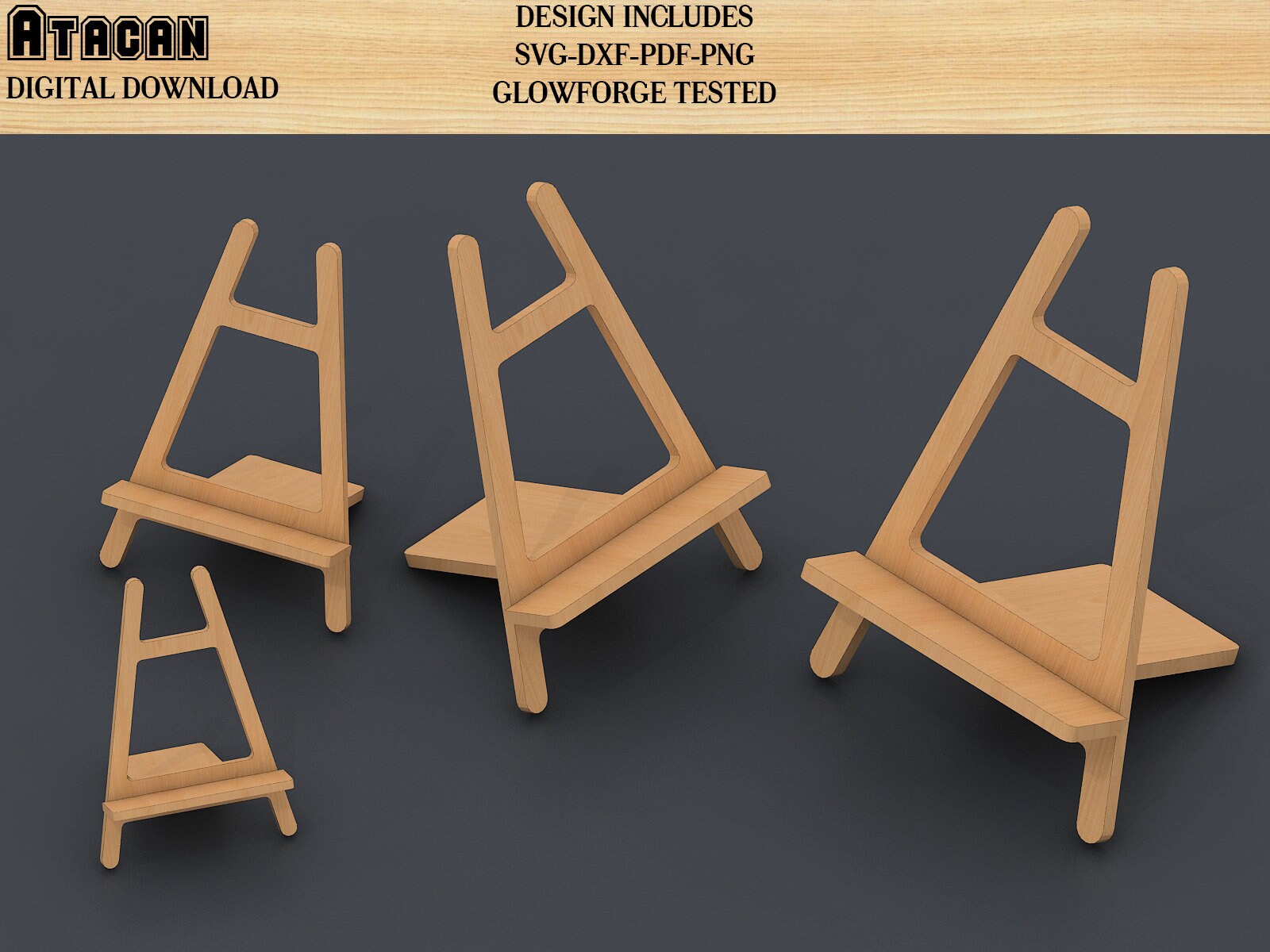 Laser Cut EASEL Stand Svg / Easy to Use Glowforge Files and - Etsy UK
