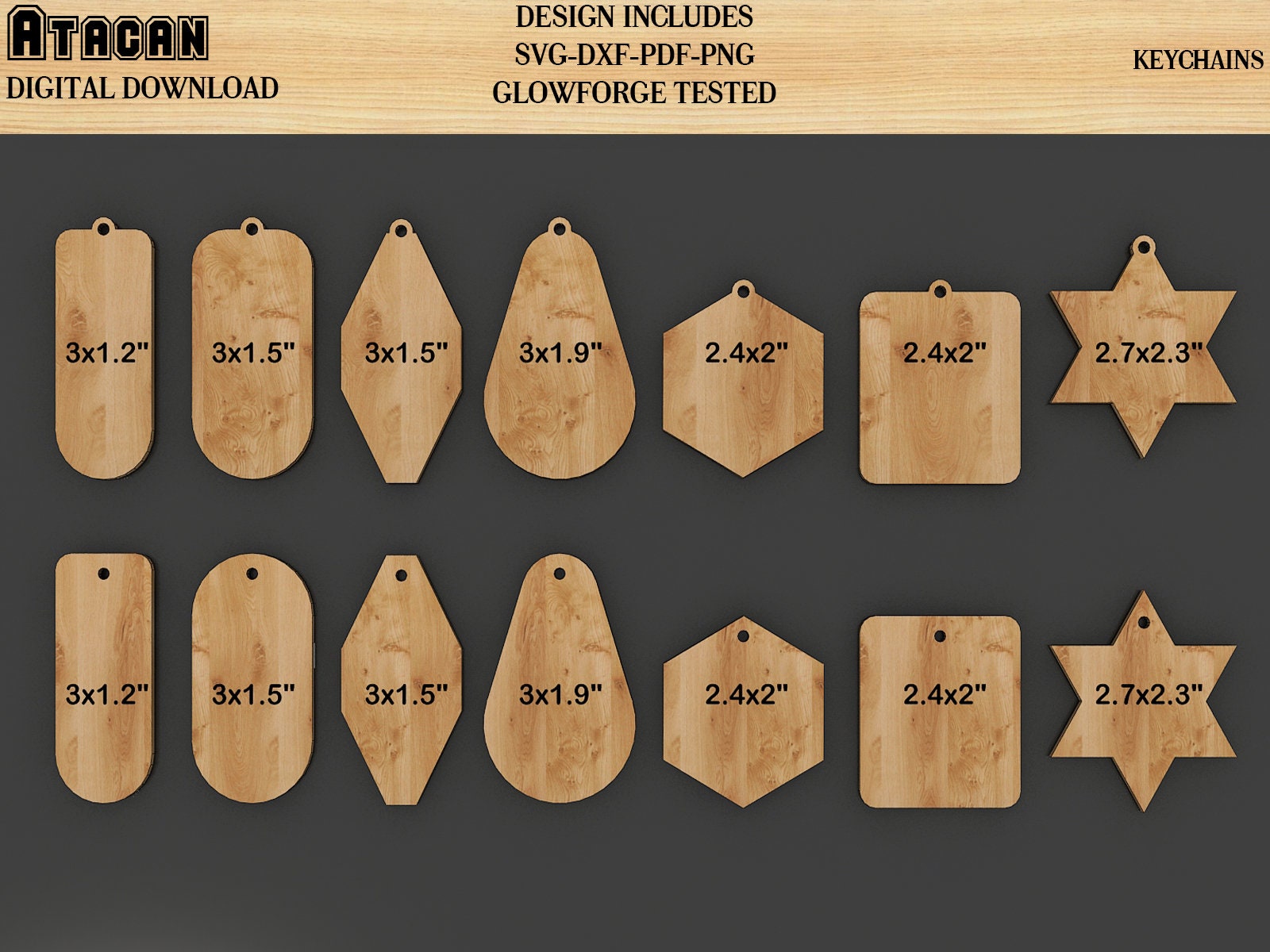 Wooden Keychain Laser Cut Files / Keychains Bundle for - Etsy