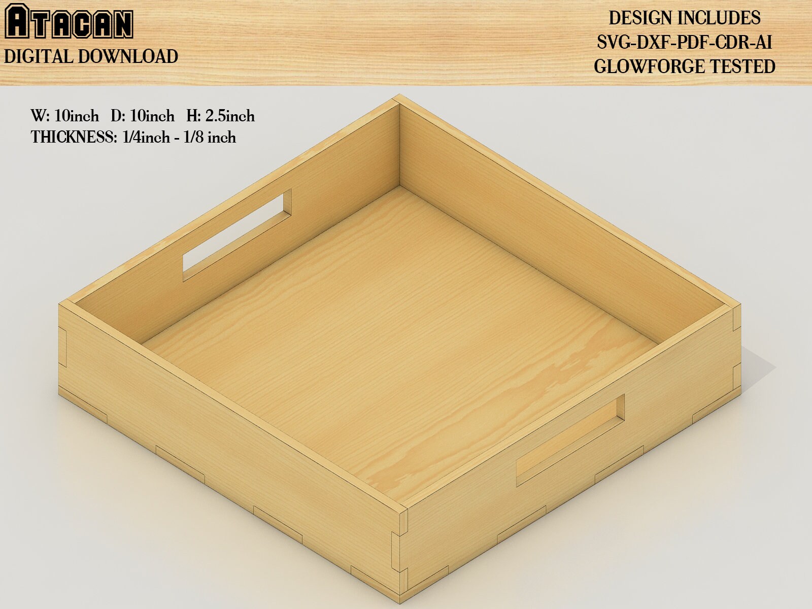 Simple Flat Tray SVG File Wooden Tray Laser Cut Template | Etsy UK