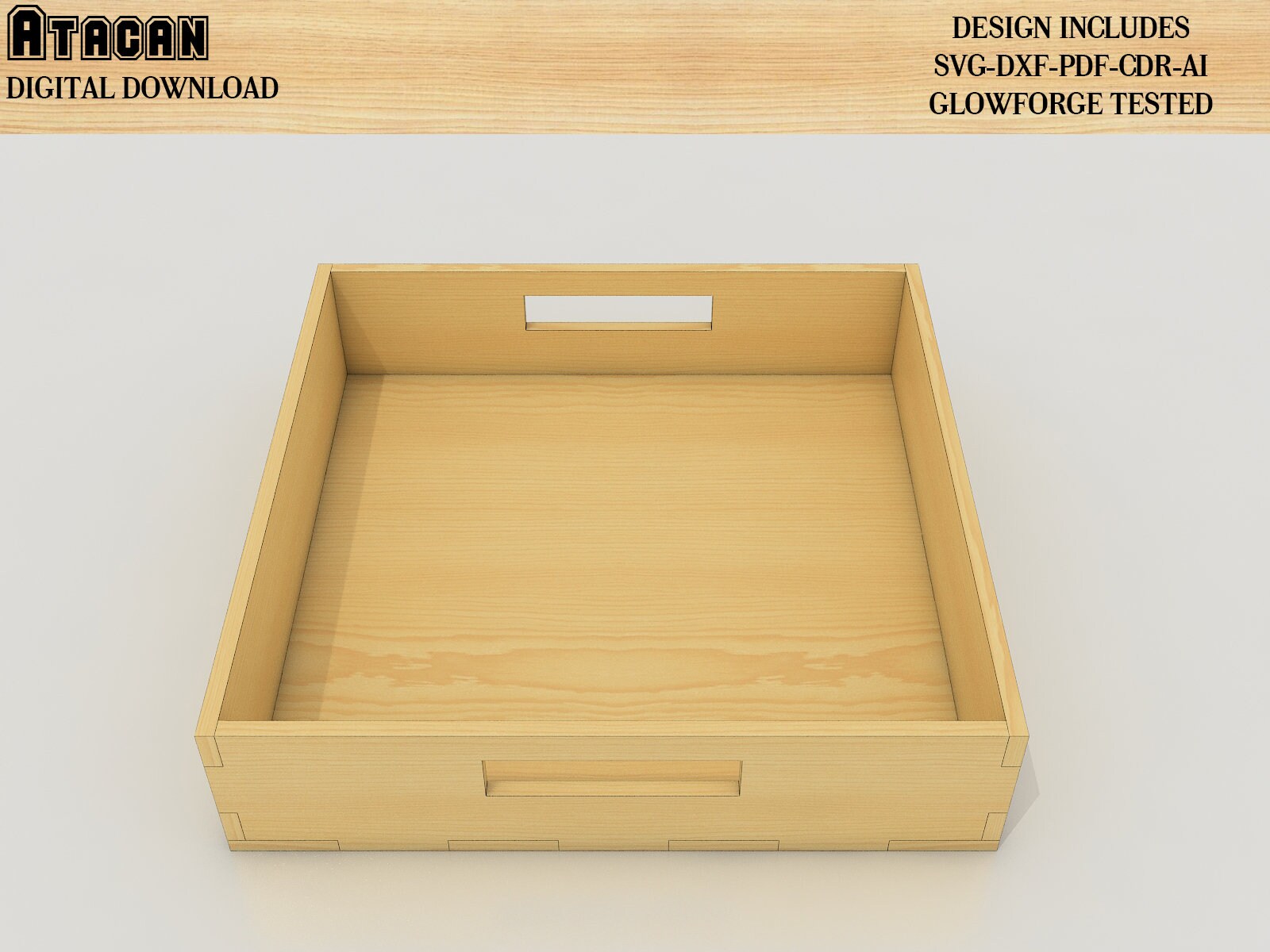 Simple Flat Tray SVG File Wooden Tray Laser Cut Template | Etsy UK