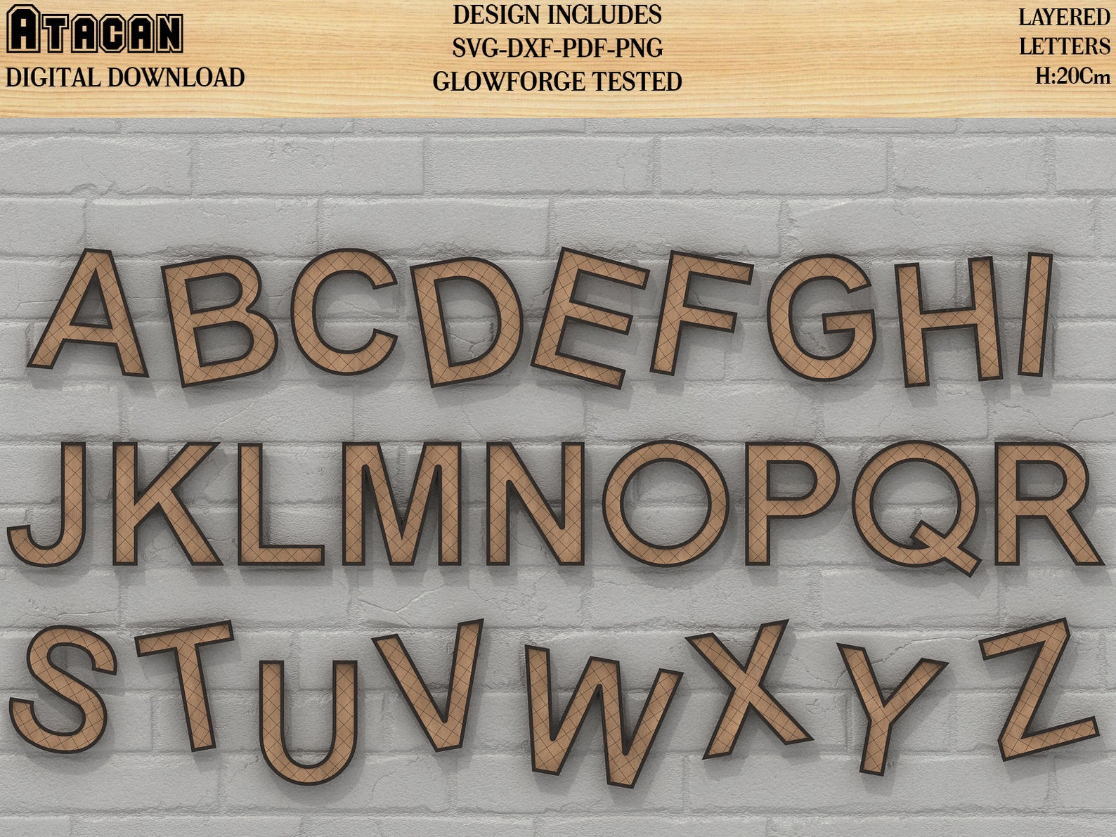 Alphabet Arial Font Wooden Letters SVG Laser Cut Files With - Etsy