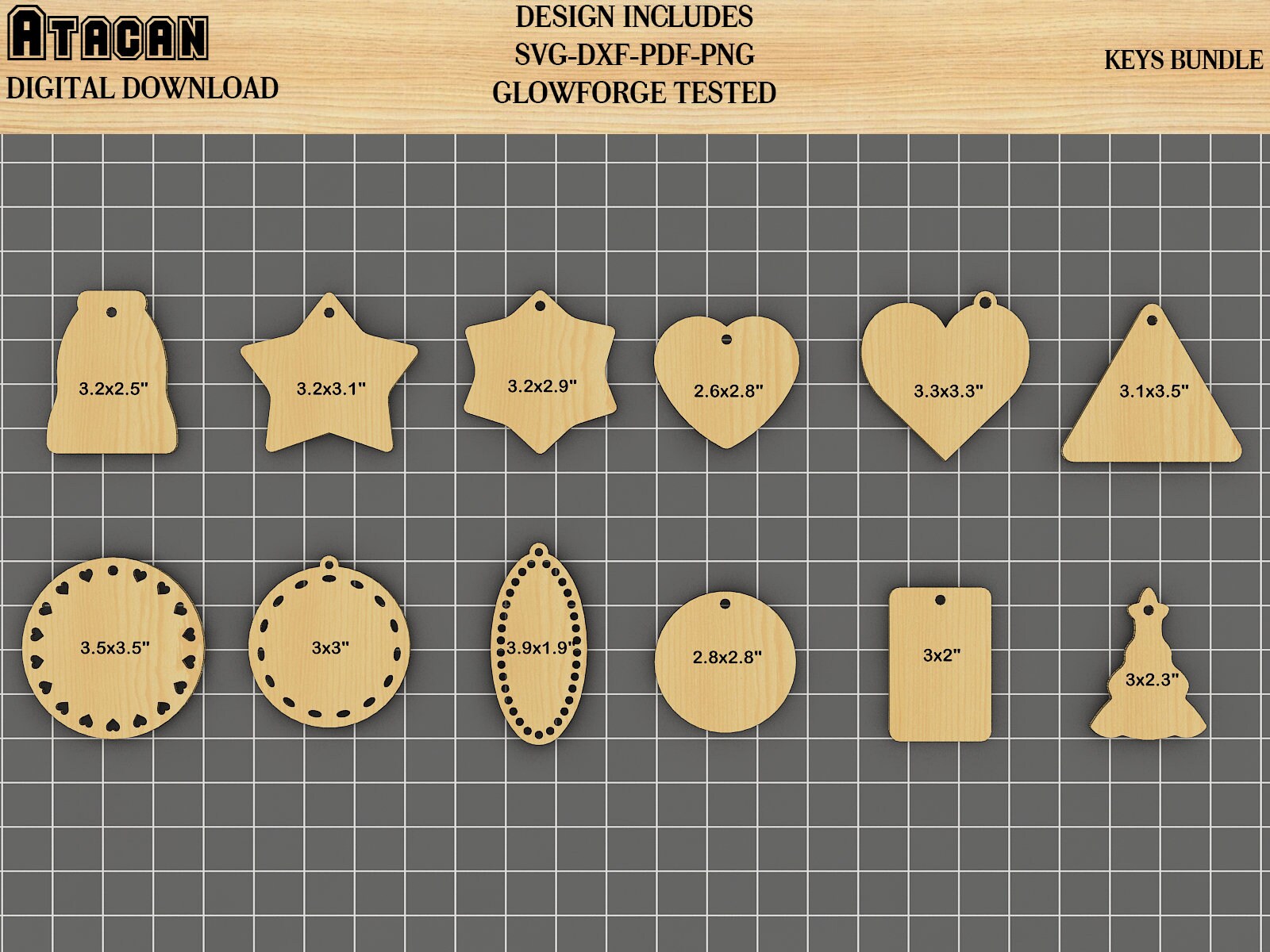 Wooden Keychain Laser Cut Files / Keychains Bundle for - Etsy