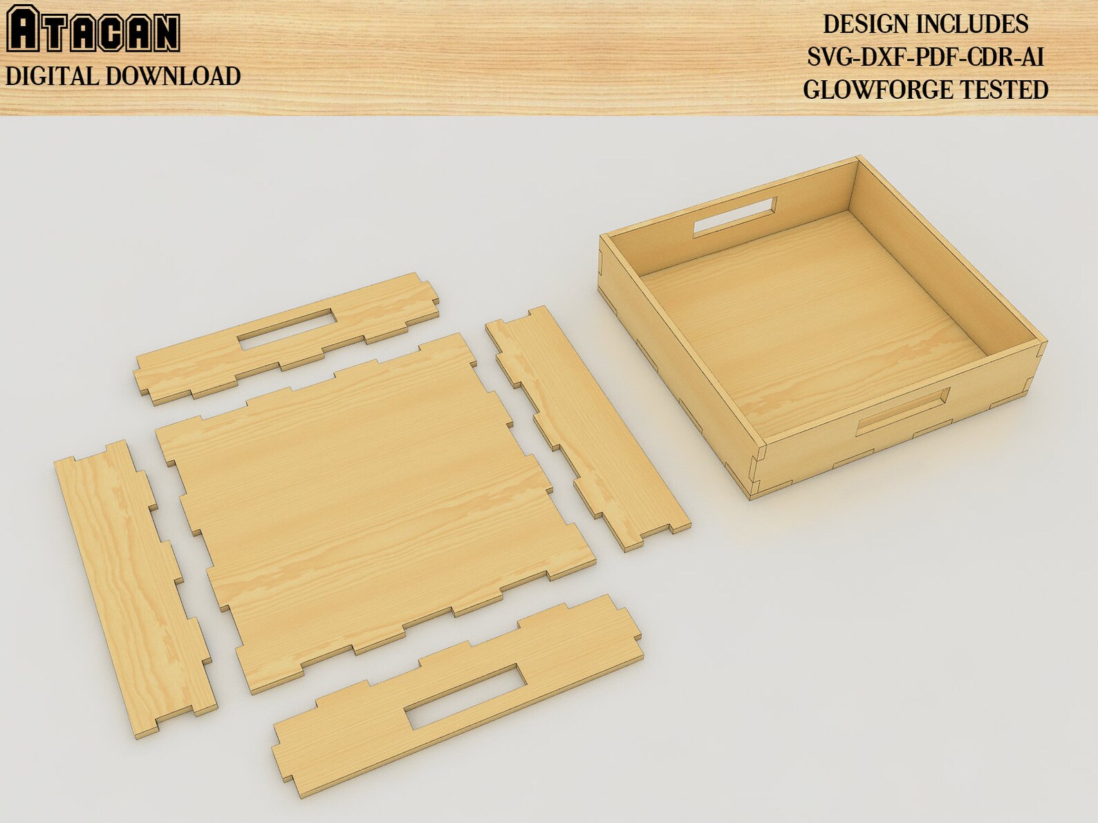 Simple Flat Tray SVG File Wooden Tray Laser Cut Template | Etsy UK