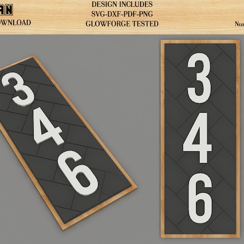 Modern House Number Sign File for Glowforge or Laser Cutter - Etsy