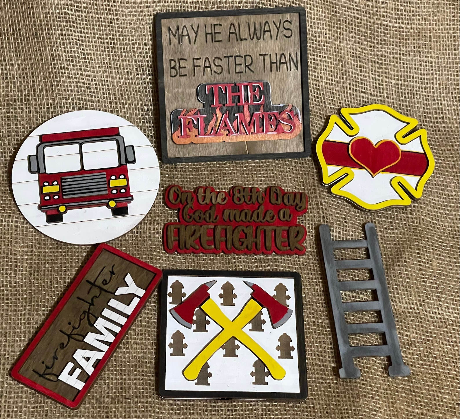 Firefighter Tiered Tray Decor Rustic Farmhouse Tray Decor - Etsy