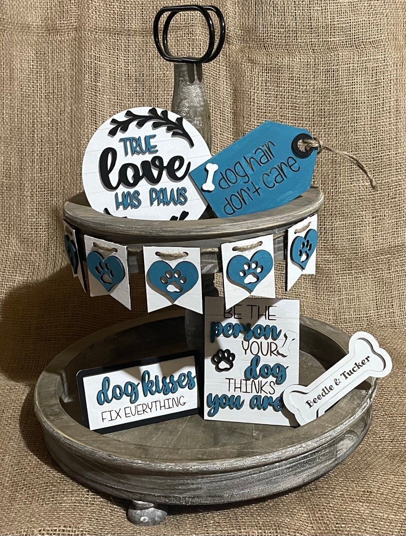 Dog Tiered Tray Decor Wooden Dog Lover Farmhouse Tray or Table - Etsy