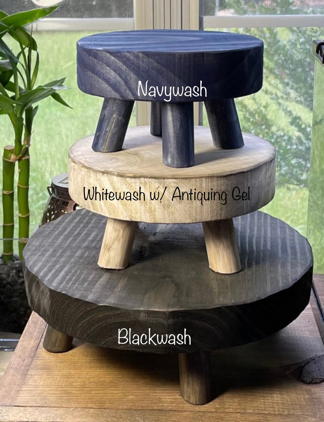 Rustic Wood Stool Plant Stand Riser: Farmhouse Decor, Berkey Filter ...