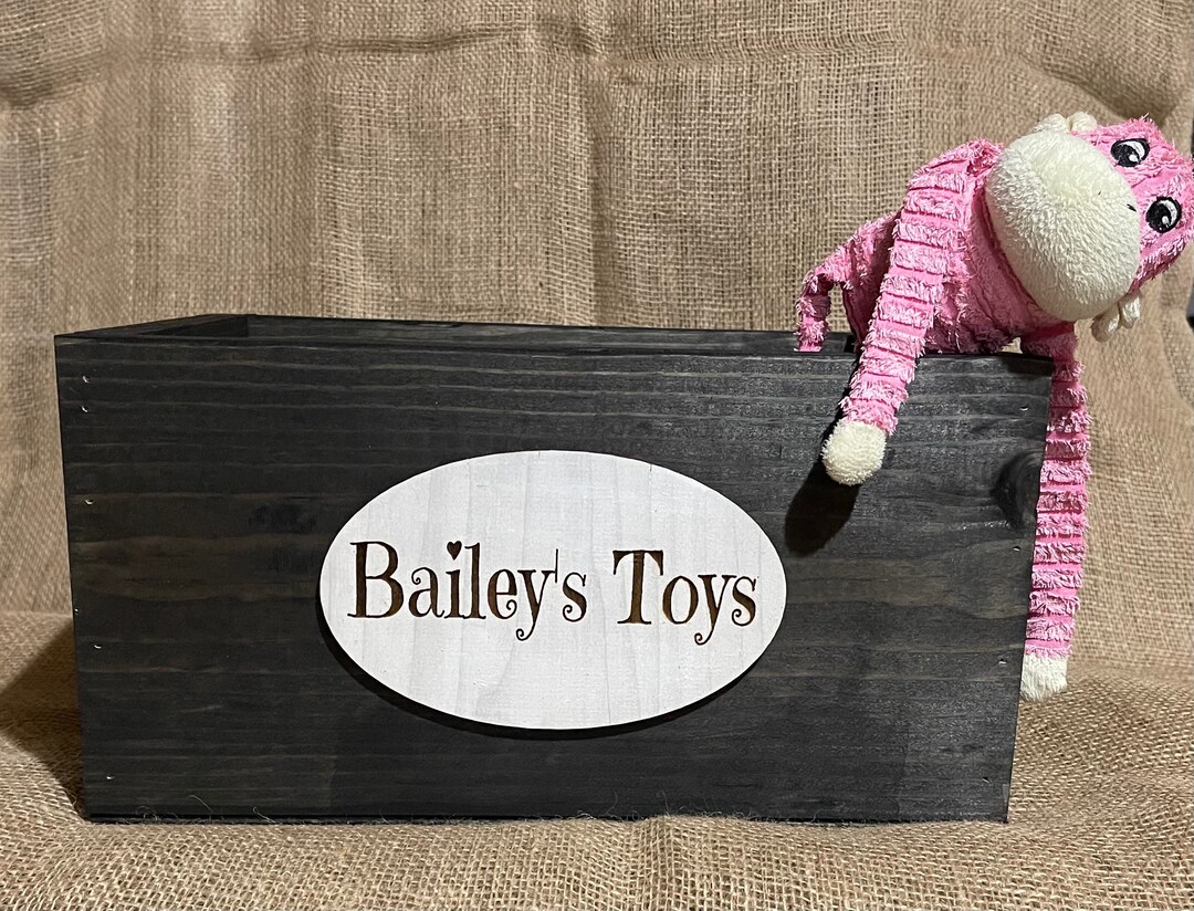 Personalized Solid Wood Toy Box: Farmhouse Style Engraved Pet Toy ...