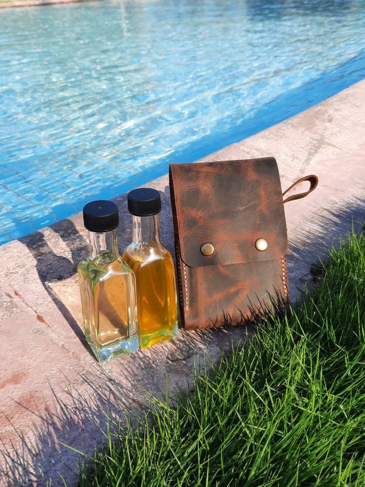 Bushcraft Camping Oil Vinegar Pouch Oil Kit Leather | Etsy