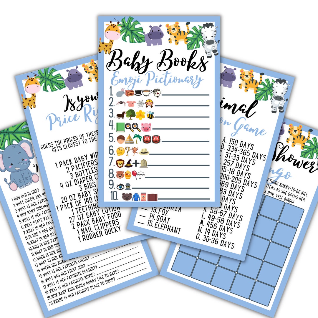 Baby Animal Baby Shower Games | Blue - Etsy