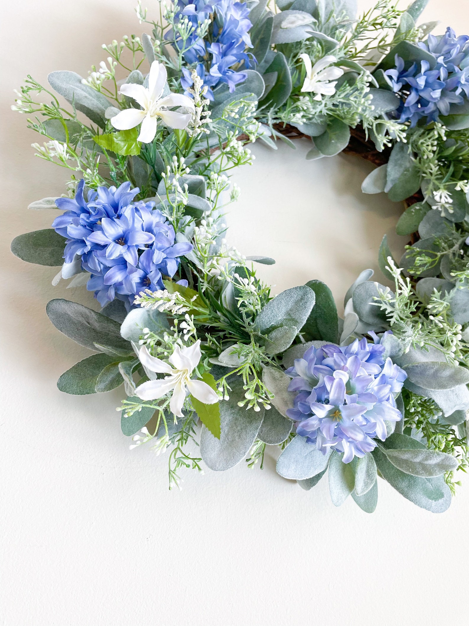 Blue Spring Wreath Blue Spring Wreath With Lilac Summer - Etsy
