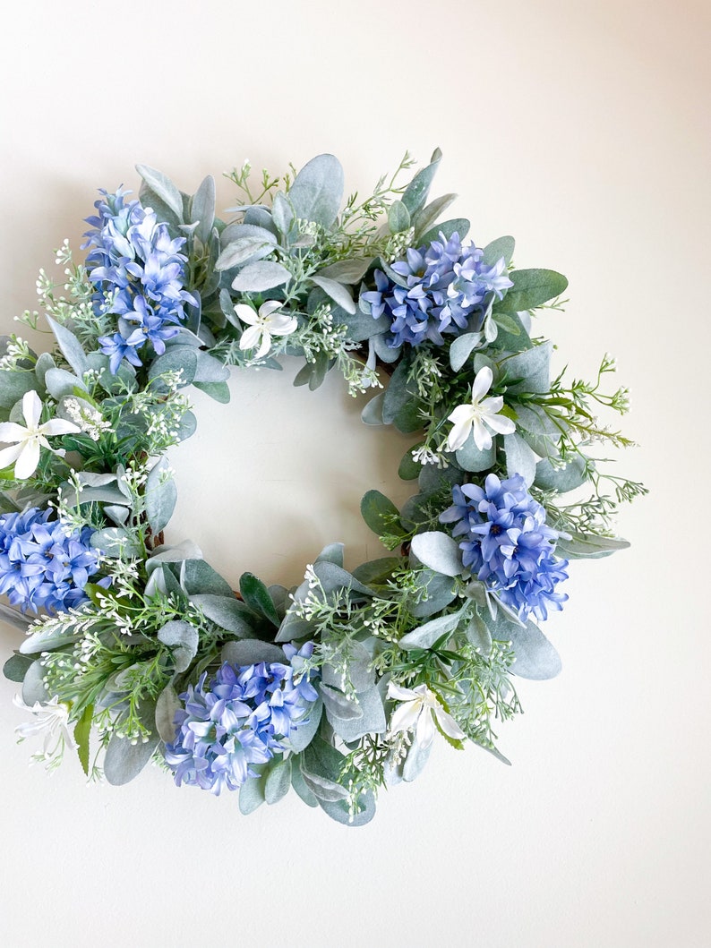 Blue Spring Wreath Blue Spring Wreath With Lilac Summer - Etsy