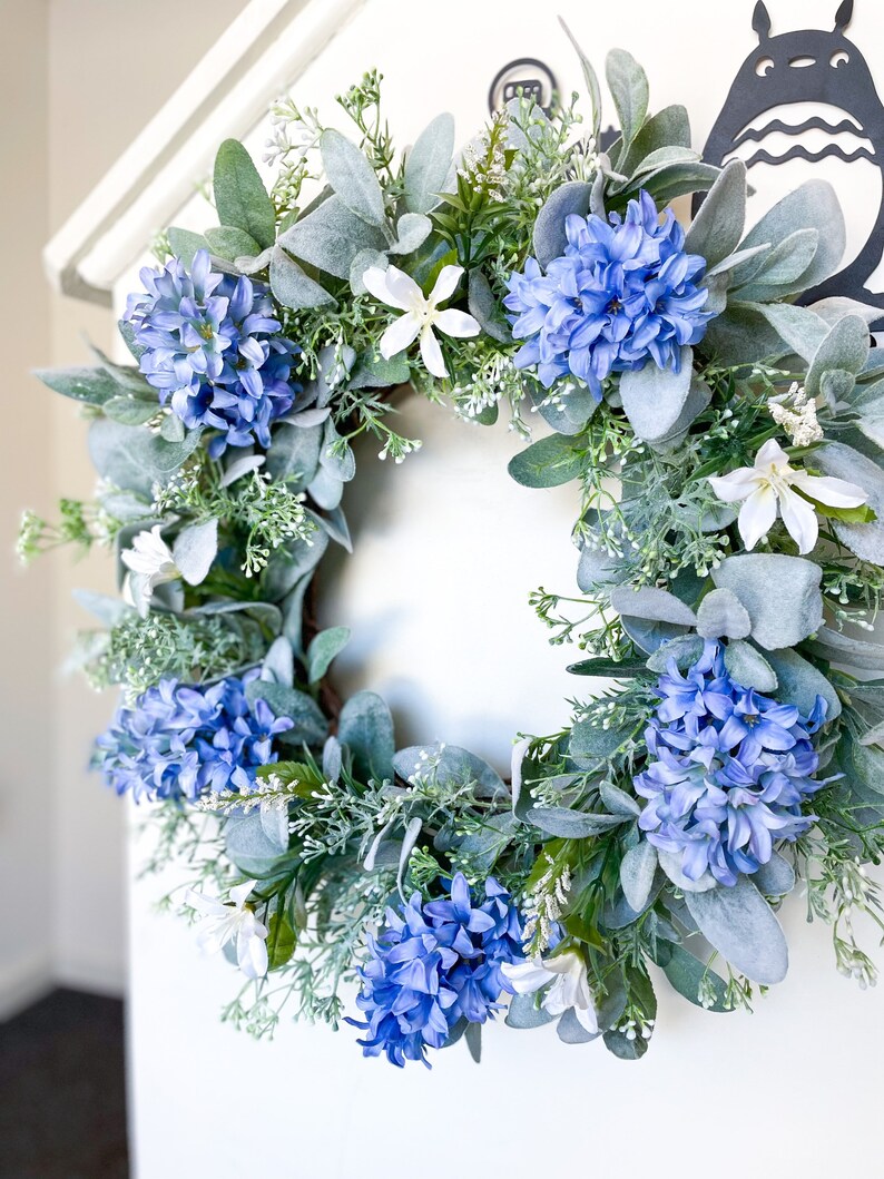 Blue Spring Wreath Blue Spring Wreath With Lilac Summer - Etsy