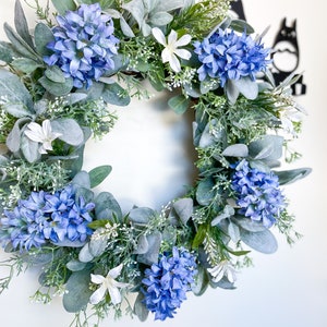 Blue Spring Wreath Blue Spring Wreath With Lilac Summer - Etsy