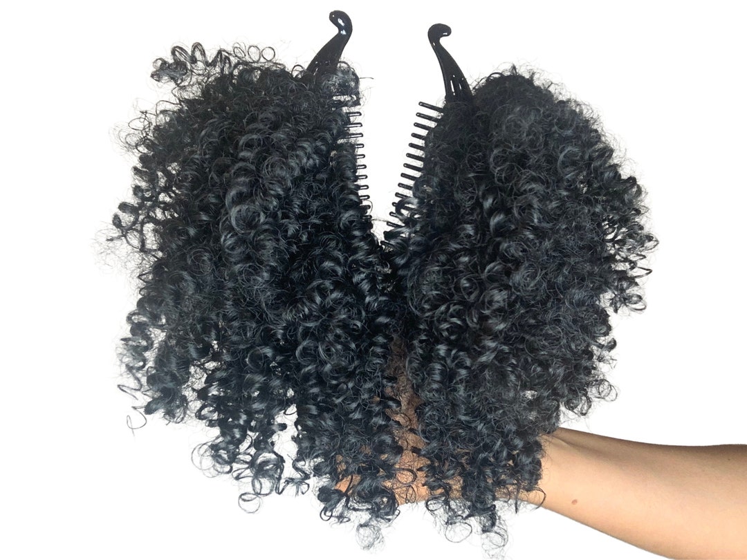 Curly Afro Puff: Black Hair Banana Clip Extension - Black (1B) - Etsy