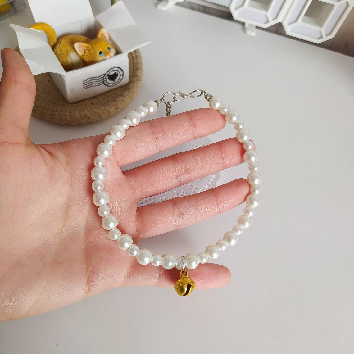 Elegant Handmade Pearl Cat Collar With Selection of Pendants - Suitable ...