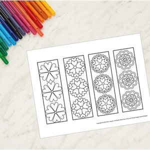 Flower Bookmarks - Coloring Bookmarks - Floral Bookmarks - Printable ...