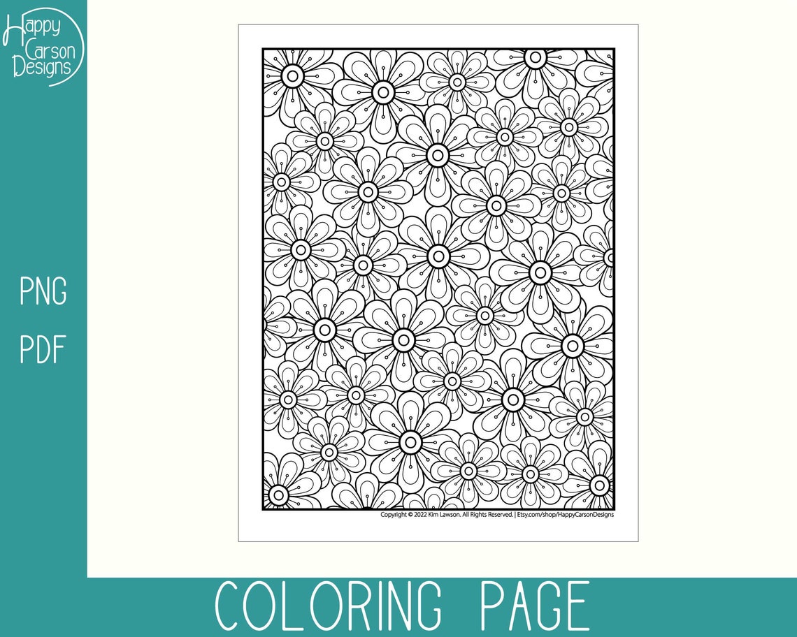 Adult Coloring Page Daisy Coloring Page Floral Coloring Page Printable ...