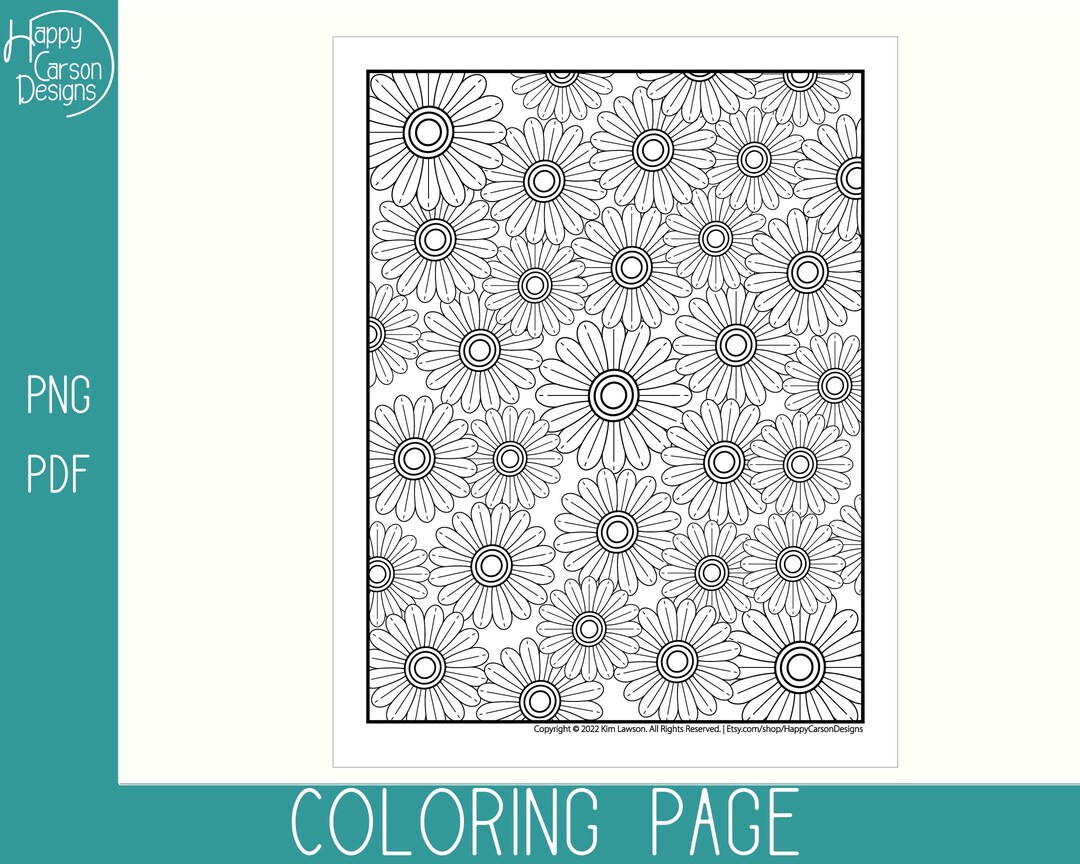 Adult Coloring Page - Fancy Daisy Coloring Page - Floral Coloring Page ...