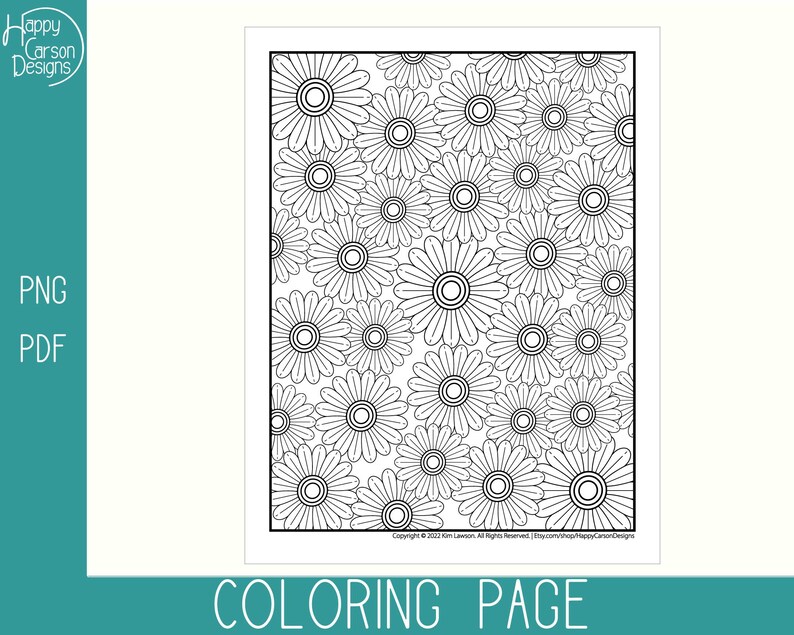 Adult Coloring Page - Fancy Daisy Coloring Page - Floral Coloring Page ...