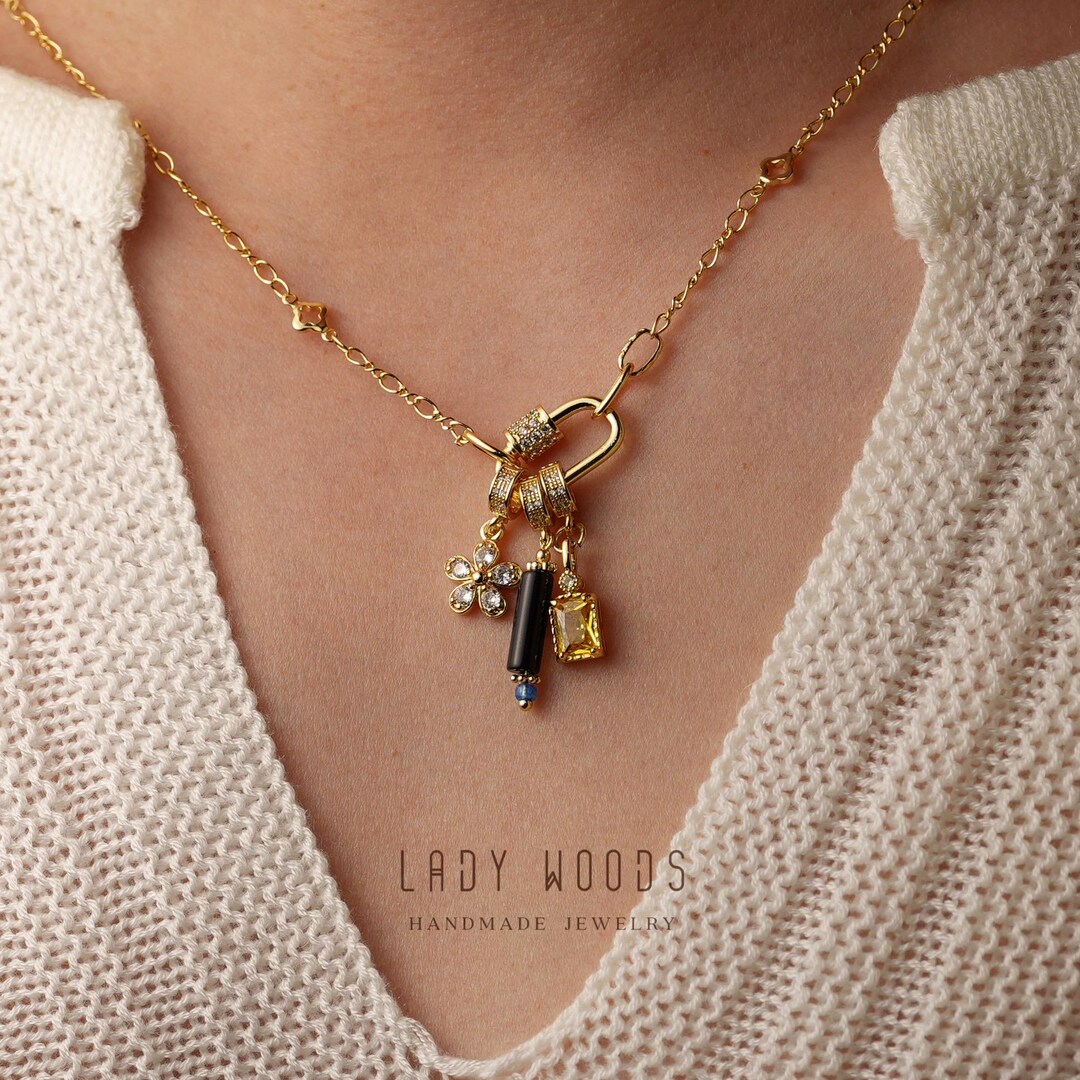 Custom Charm Necklace-bulid Your Own Charm-gold Charm Necklace-crystal ...