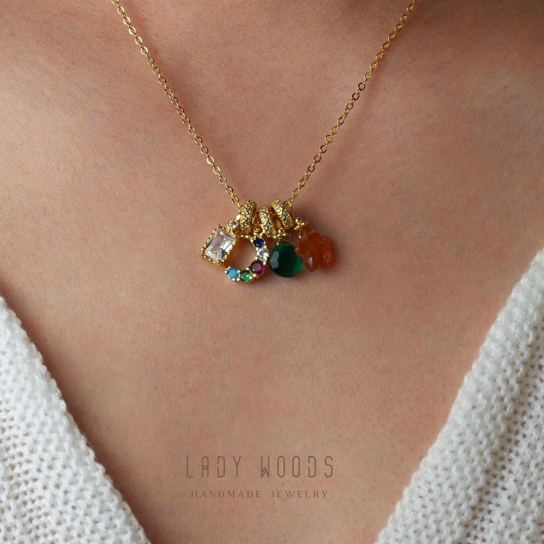 Custom Charm Necklace-bulid Your Own Charm-gold Charm Necklace-crystal ...