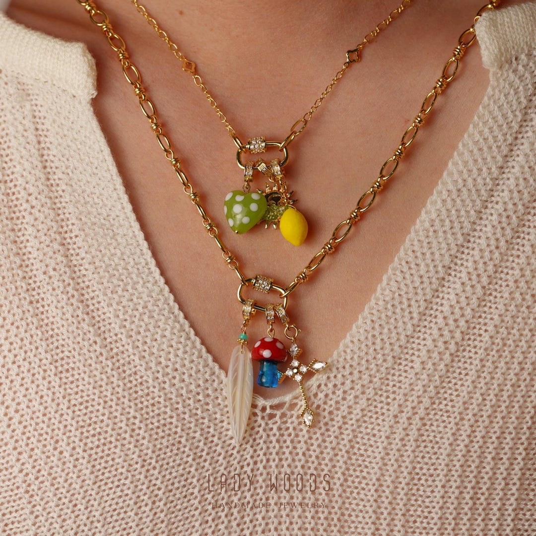 Custom Charm Necklace-bulid Your Own Charm-gold Charm Necklace-crystal ...