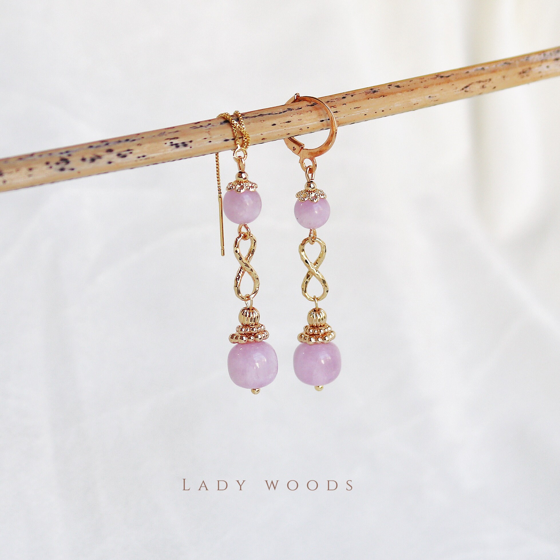Natural Kunzite Earrings-purple Lavender Earring-dangle Earrings-hoop ...