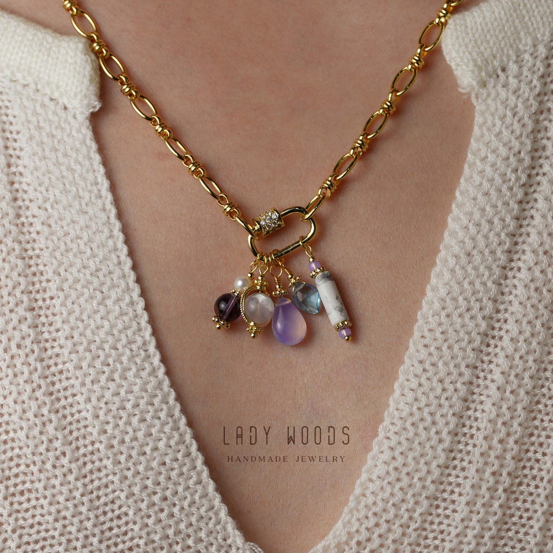 Custom Charm Necklace-bulid Your Own Charm-gold Charm Necklace-crystal ...
