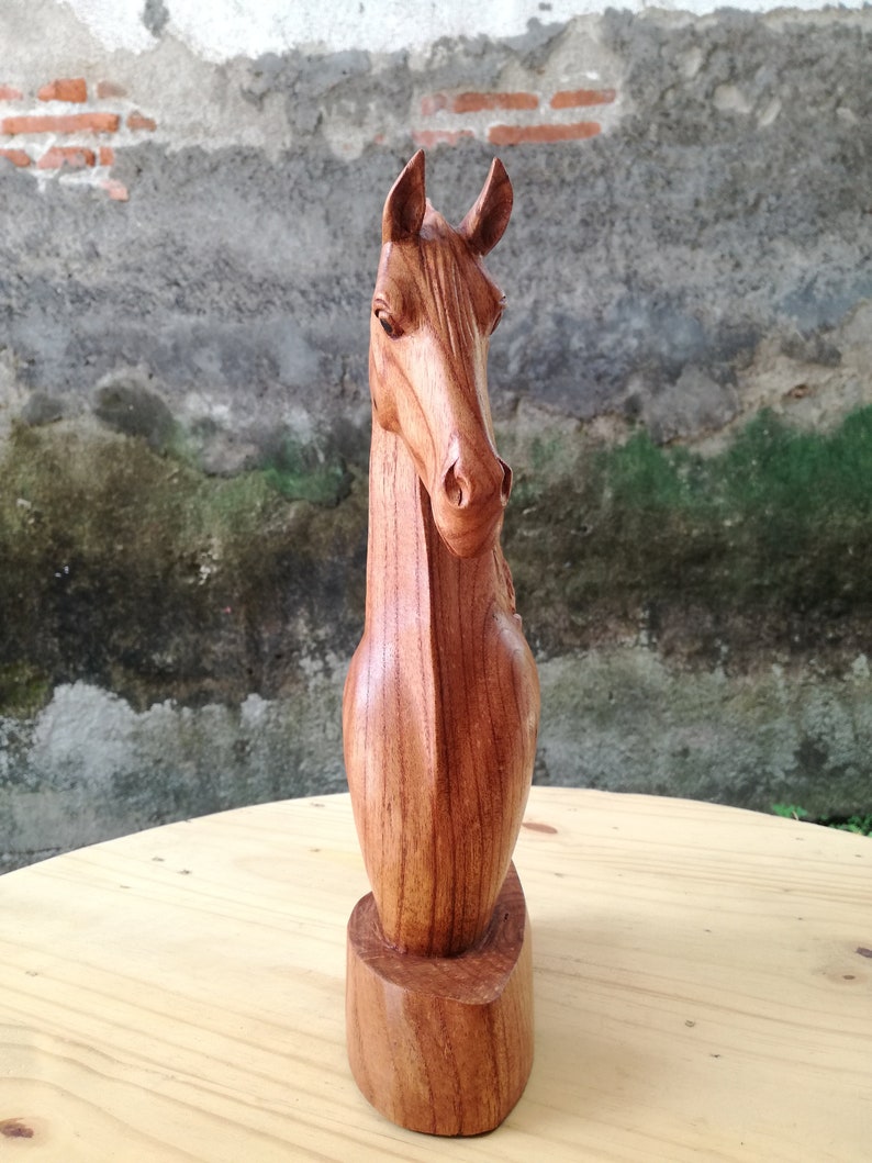 Hand Carved Jempinis Wood Horse Head Sculpture - Large Statuette - Etsy