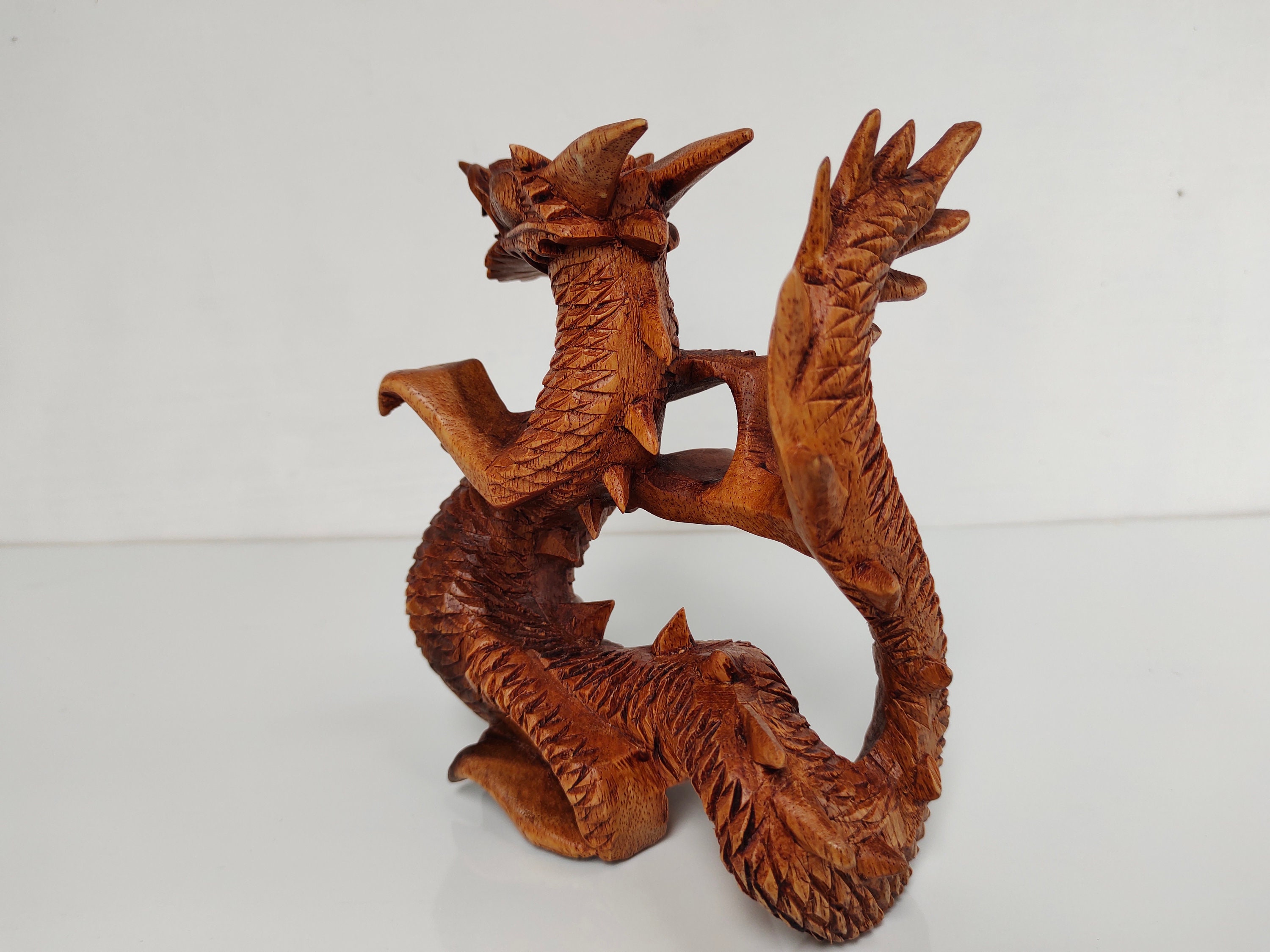 Hand Carved Wooden Dragon Sculpture - Etsy