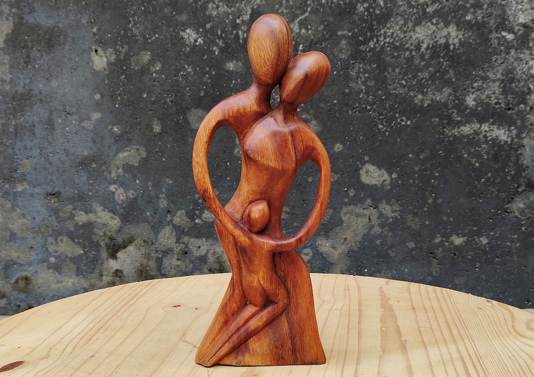 New Family Sculpture, Wooden Family Sculpture - Mother Father Statue - Etsy