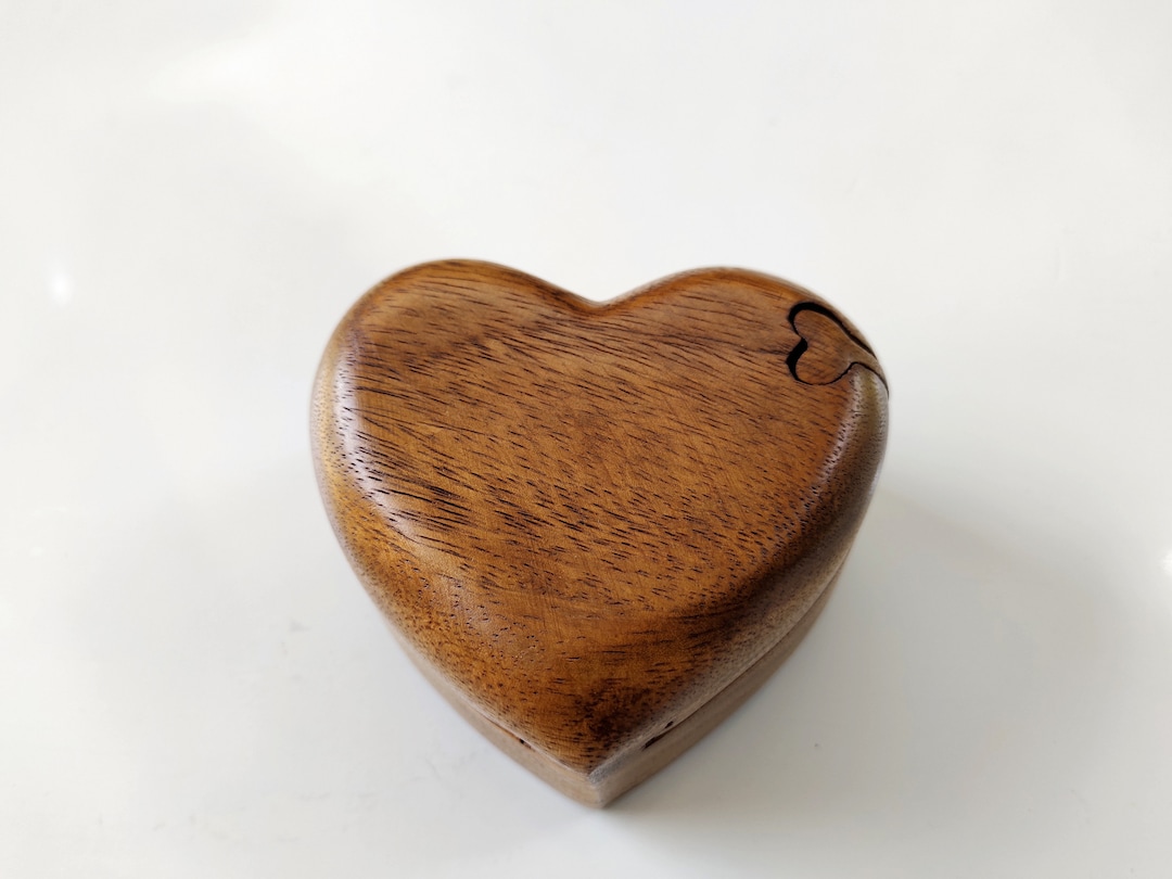 Heart Trinket Puzzle Carved Box Hand Carved- Valentine Gift Idea - Etsy