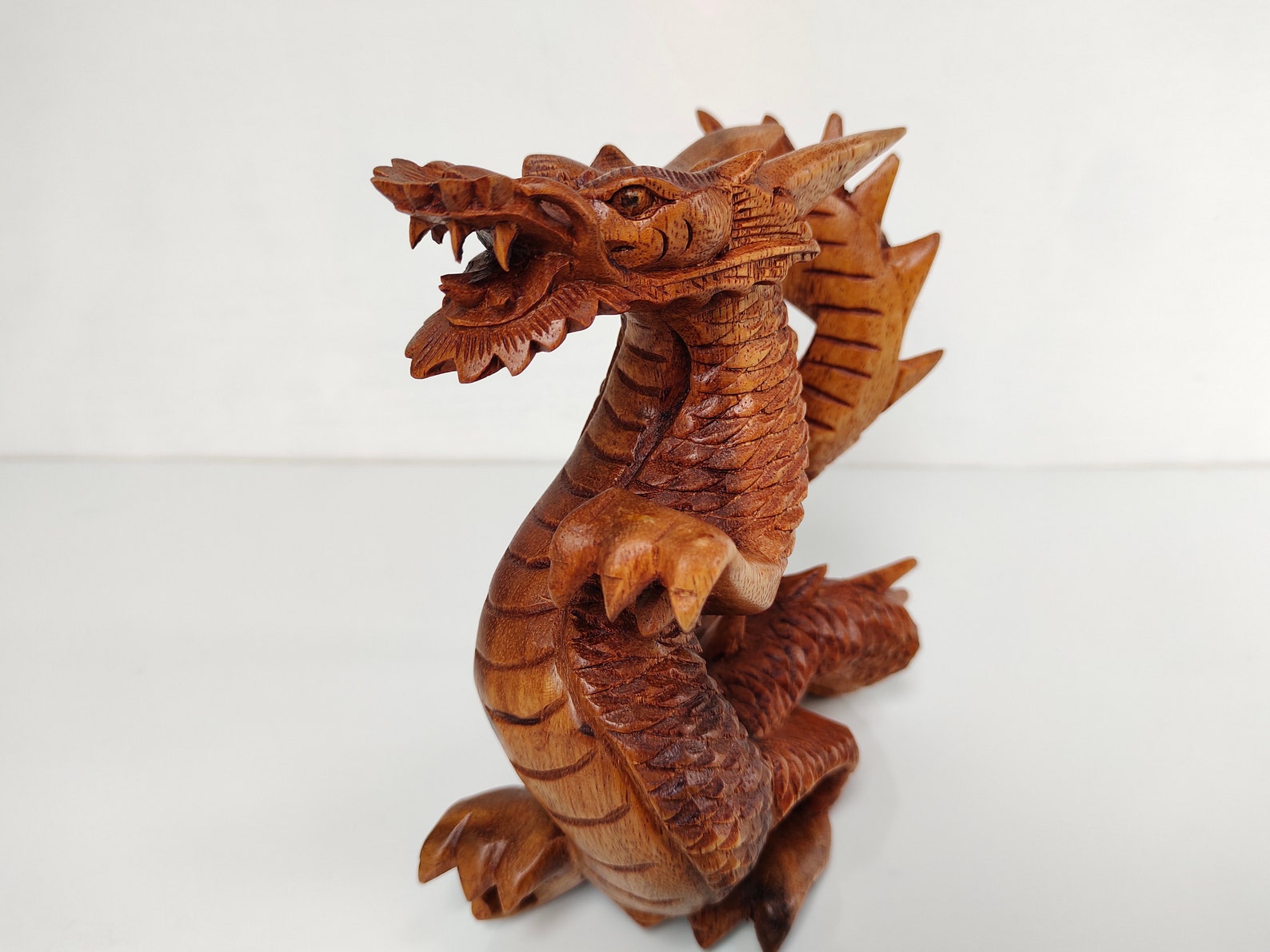 Hand Carved Wooden Dragon Sculpture - Etsy