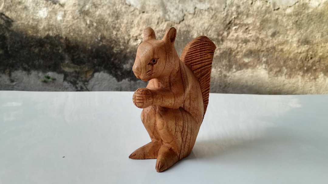 Hand Carved Wooden Squirrel Birthday Gift and Animal Lovers - Etsy