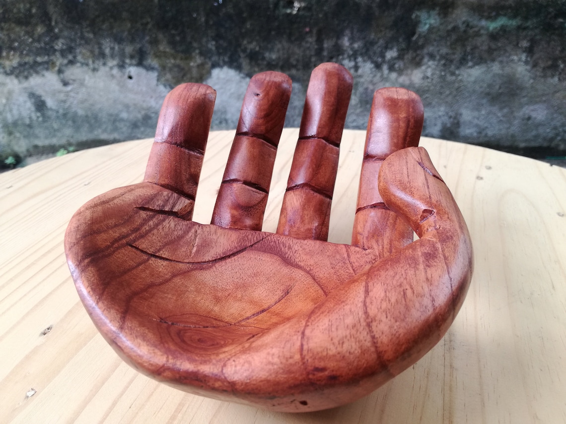 Signed Handcarved Wood Hand Sculpture From Suar Wood - Etsy