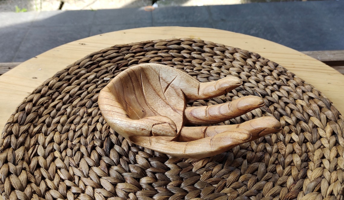 Signed Handcarved Wood Hand Sculpture From Suar Wood - Etsy