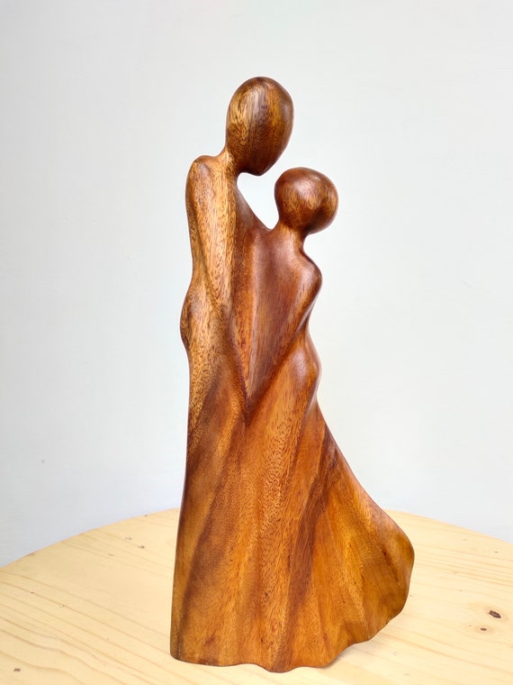 Wooden Abstract Sculpture Couple Dancing Romantic Embrace - Etsy