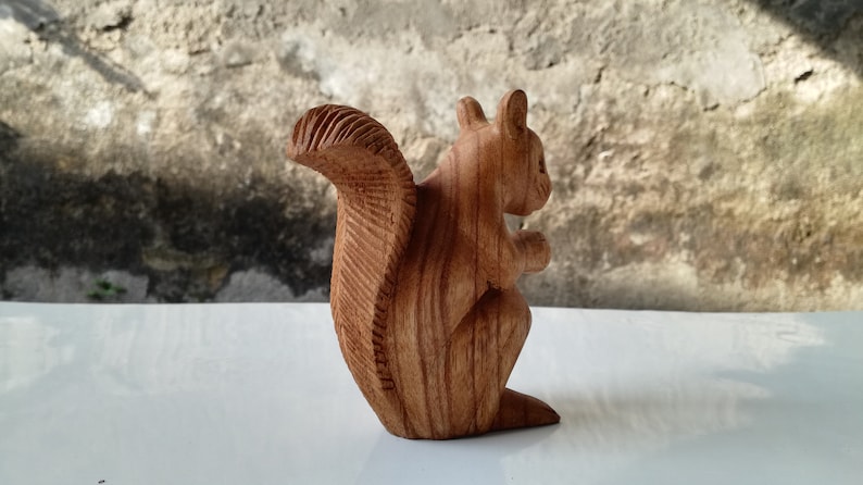 Hand Carved Wooden Squirrel Birthday Gift and Animal Lovers - Etsy