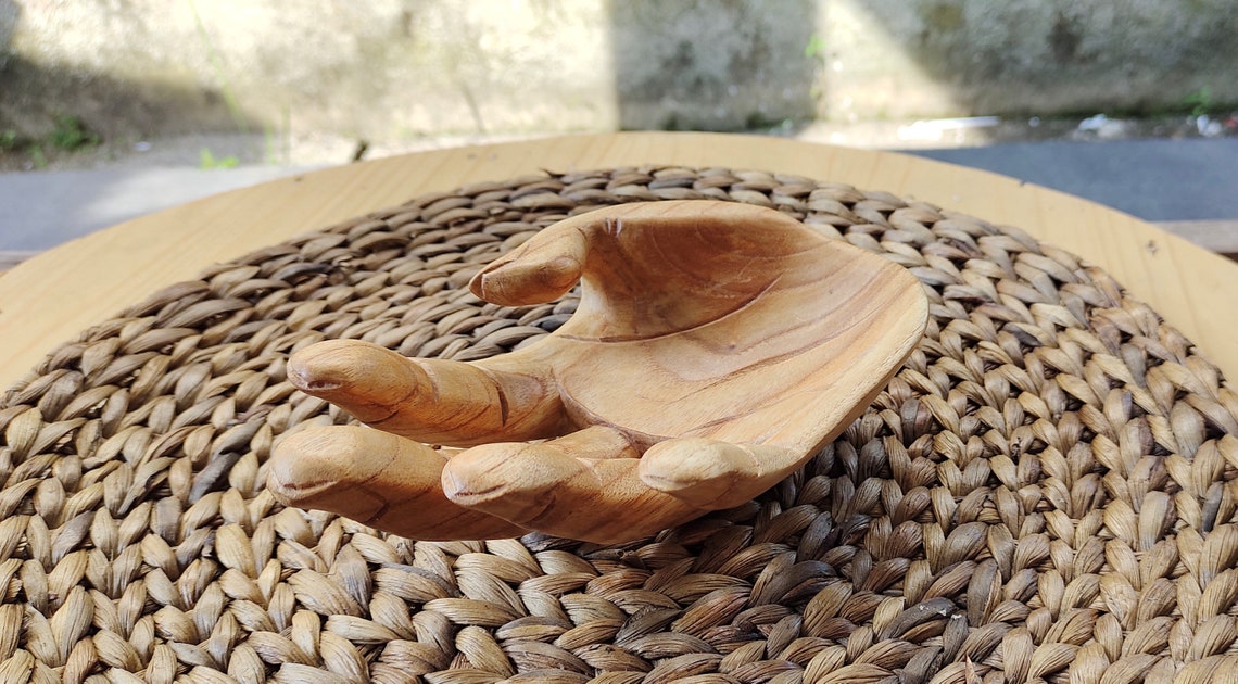 Signed Handcarved Wood Hand Sculpture From Suar Wood - Etsy