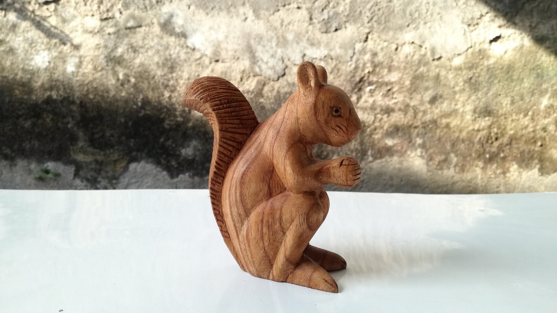 Hand Carved Wooden Squirrel Birthday Gift and Animal Lovers - Etsy