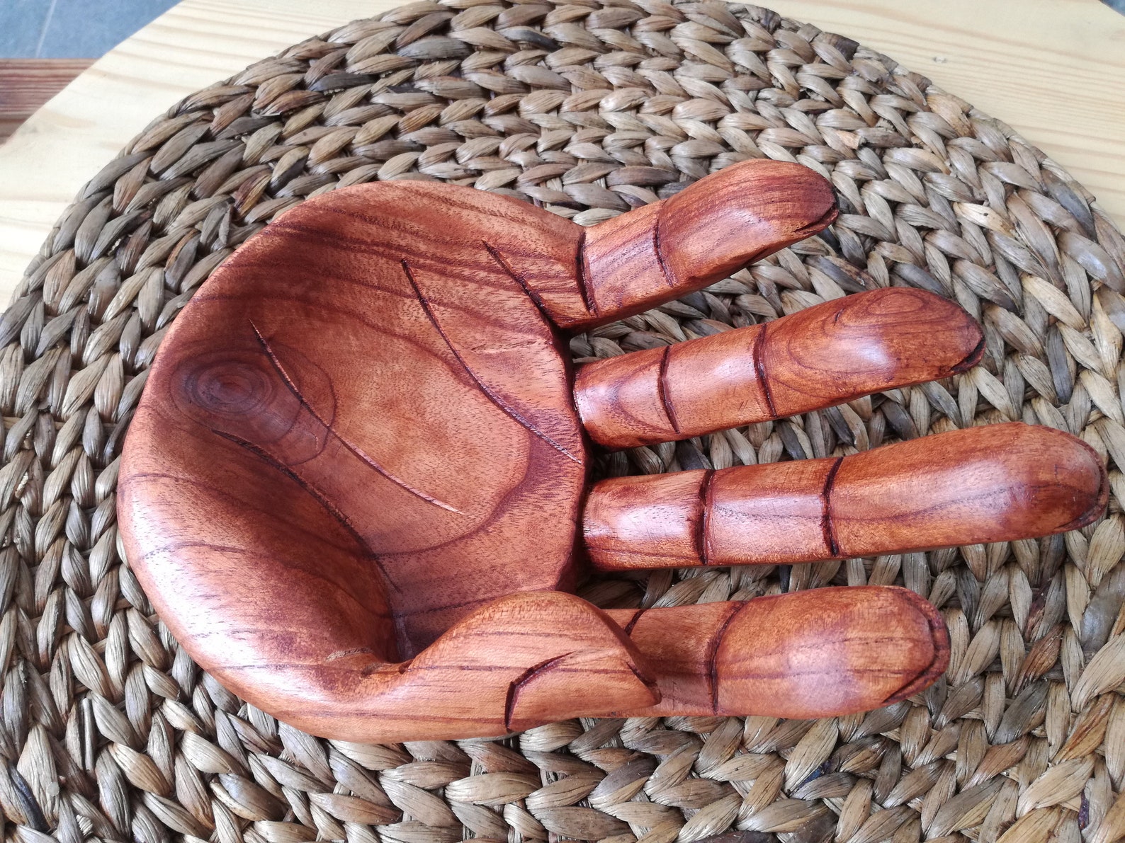 Signed Handcarved Wood Hand Sculpture From Suar Wood - Etsy